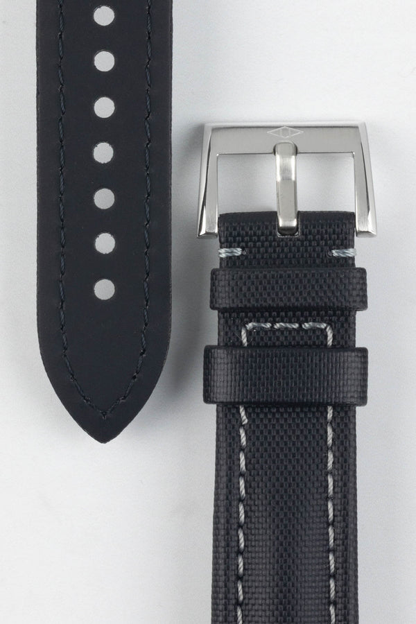 Artem Straps Classic Black Sailcloth Watch Strap With Grey Stitching artem-straps-classic-black-sailcloth-watch-strap-with-grey-stitching