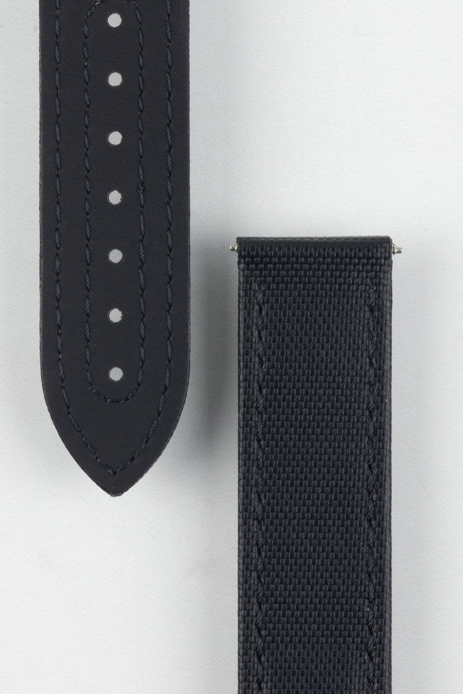 Artem Straps Loop-less™ Black Sailcloth Watch Strap with Black Stitchi ...