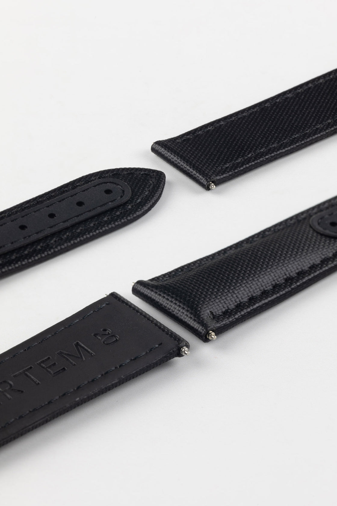 Artem Straps Loop-less™ Black Sailcloth Watch Strap with Black Stitchi ...