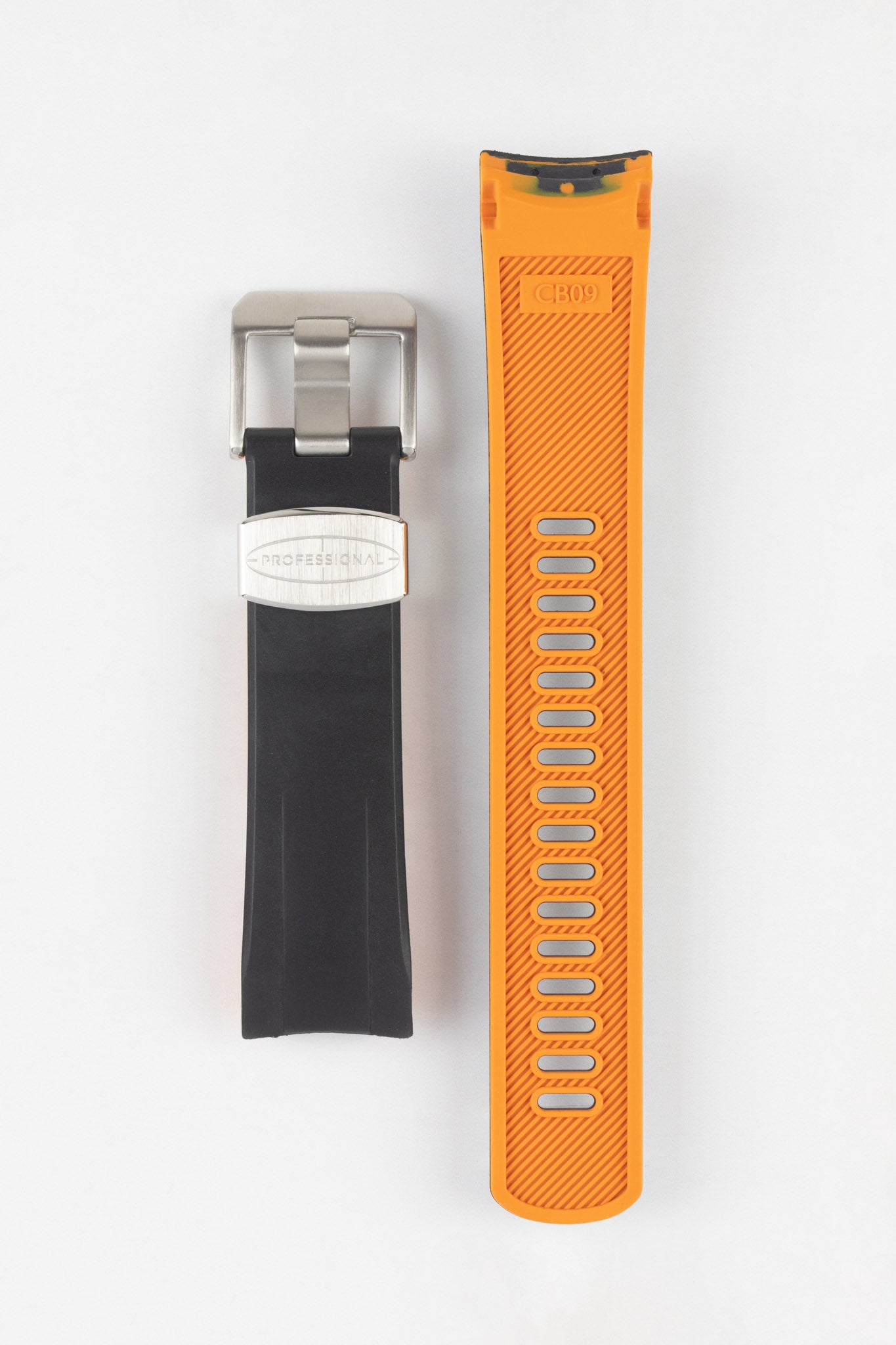 CRAFTER BLUE Rubber Watch Strap for Seiko "New" Samurai – BLACK/ORANGE ...