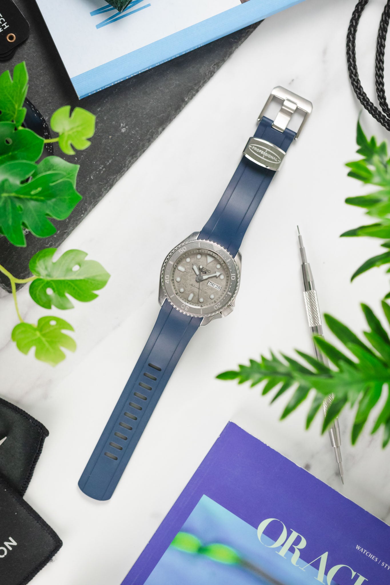 CRAFTER BLUE CB10-F FKM Rubber Watch Strap for Seiko SKX & 5 Sports