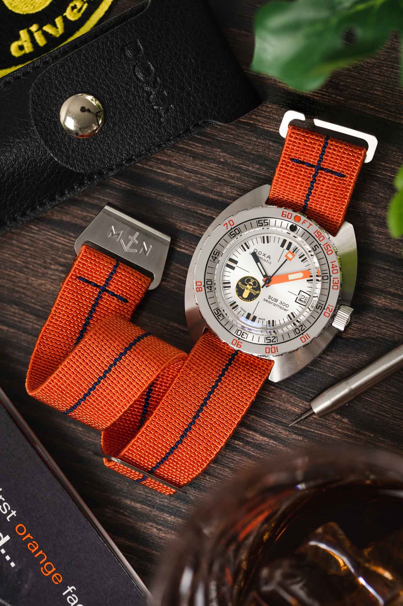 Erika's Originals ORANGE MN™ Strap with NAVY BLUE Centerline Stitch