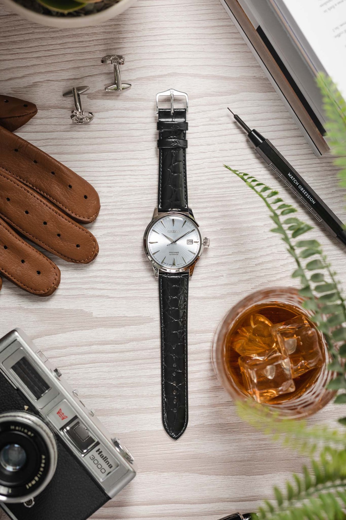 CROCOGRAIN Black Crocodile Embossed Leather Watch Strap – Watch Obsession