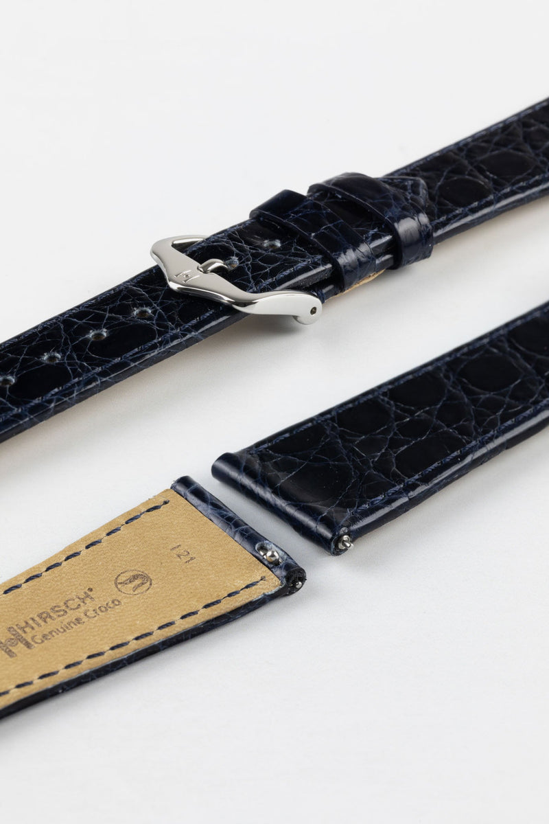 Shiny Crocodile Watch Strap | Blue | Hirsch Straps – Watch Obsession