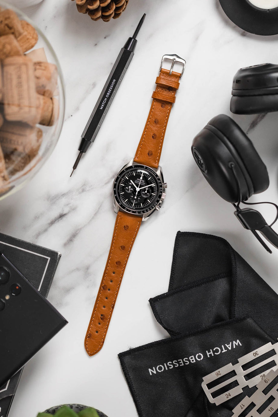 Hirsch Massai Ostrich Watch Strap | Gold Brown | WatchObsession UK ...
