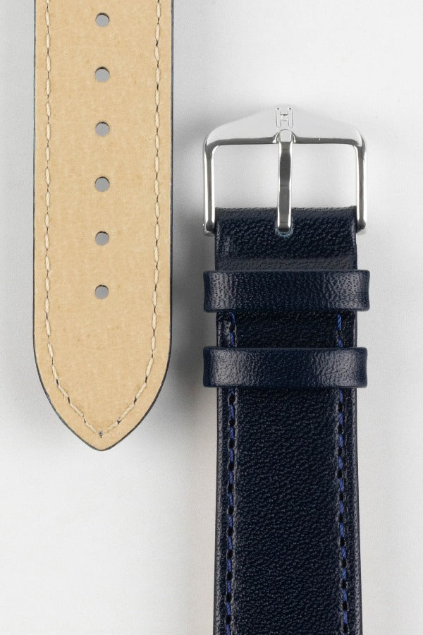 Hirsch Osiris Navy Leather Watch Strap | WatchObsession UK – Watch ...