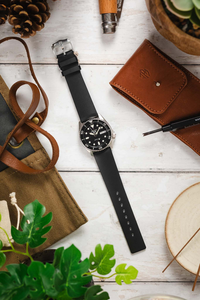 Black Rubber Watch Strap | Hirsch Pure | WatchObsession UK – Watch ...