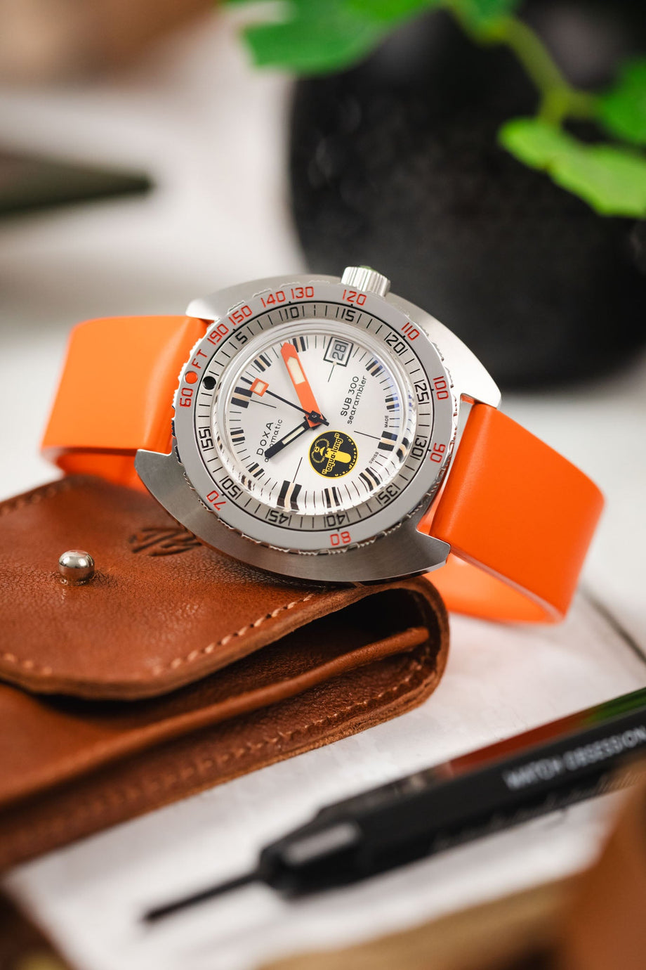 Natural Rubber Watch Strap in Orange | Hirsch Pure | WatchObsession UK ...