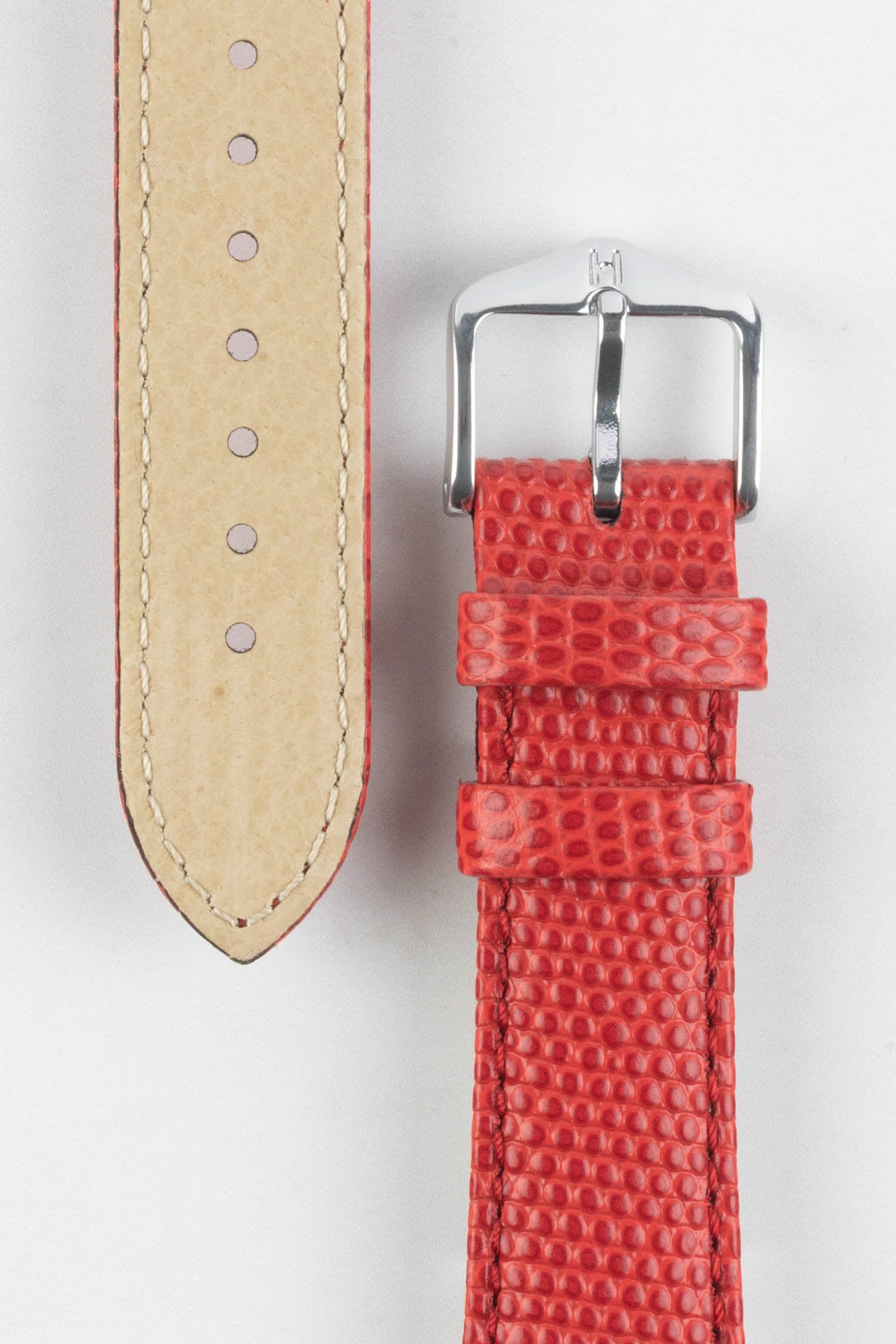 Hirsch Lizard Embossed Watch Strap | Red | WatchObsession UK – Watch ...