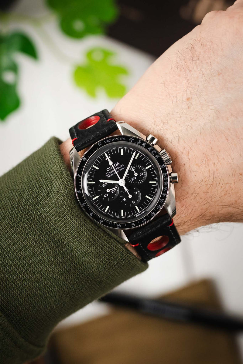 Hirsch Rally Leather Watch Strap | Black | WatchObsession UK – Watch ...