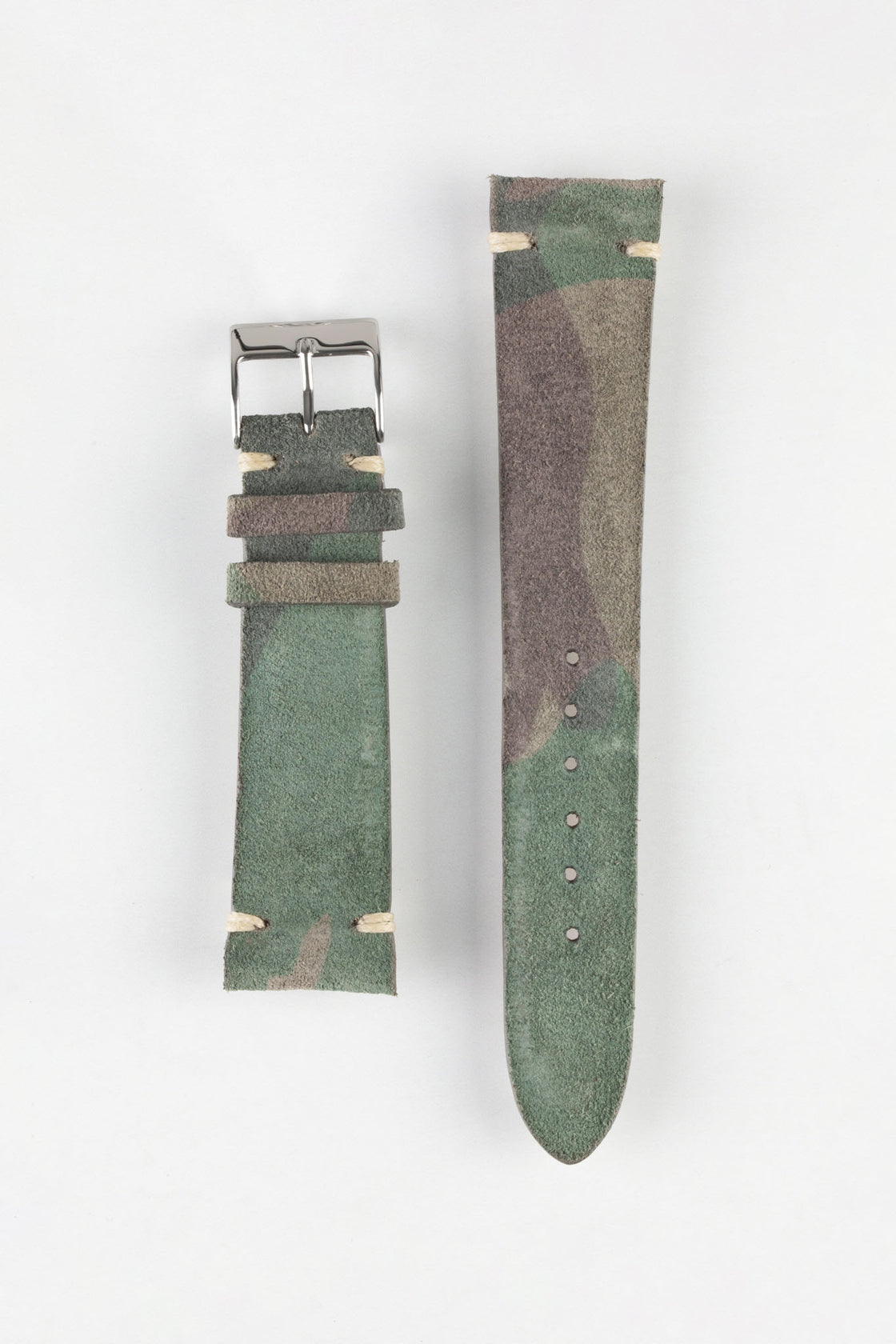 JPM Italian Vintage Suede Leather Watch Strap in GREEN CAMOUFLAGE ...