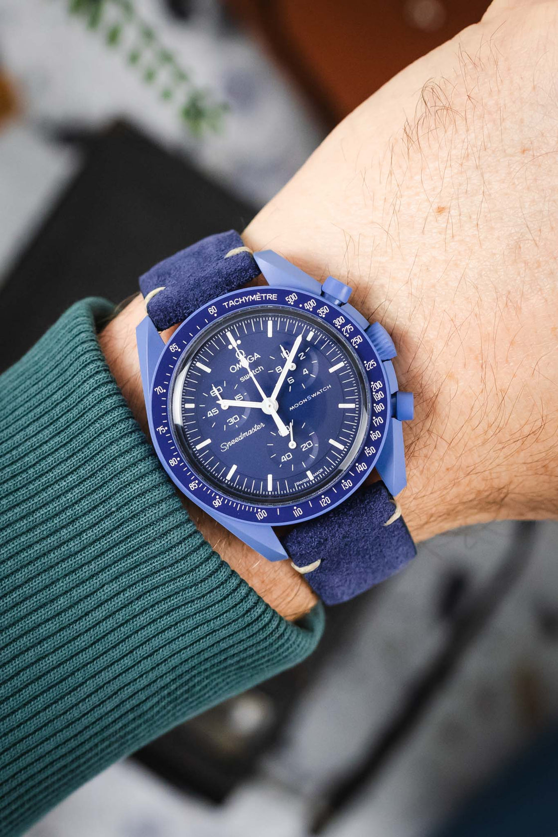 JPM Italian Vintage Suede Leather Watch Strap in BLUE | WatchObsession ...