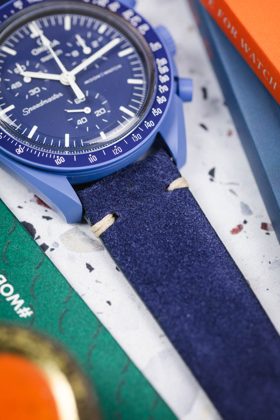JPM Italian Vintage Suede Leather Watch Strap in BLUE | WatchObsession ...