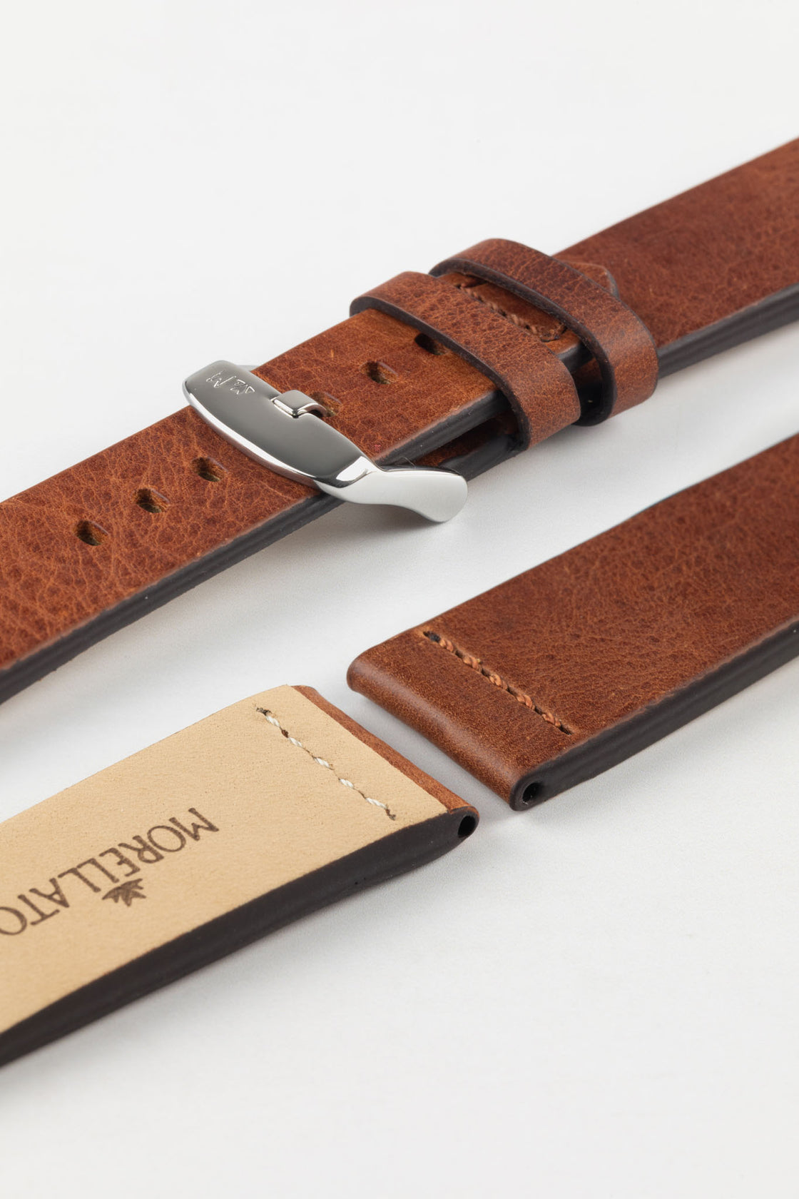 Morellato BRAMANTE Vintage Calfskin Leather Watch Strap in GOLD BROWN ...