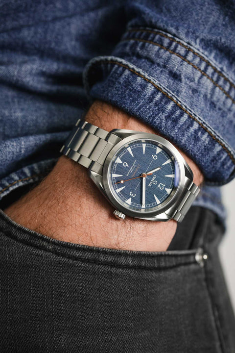Used OMEGA Railmaster Blue Denim 40mm watch | 220.10.40.20.03.001 ...