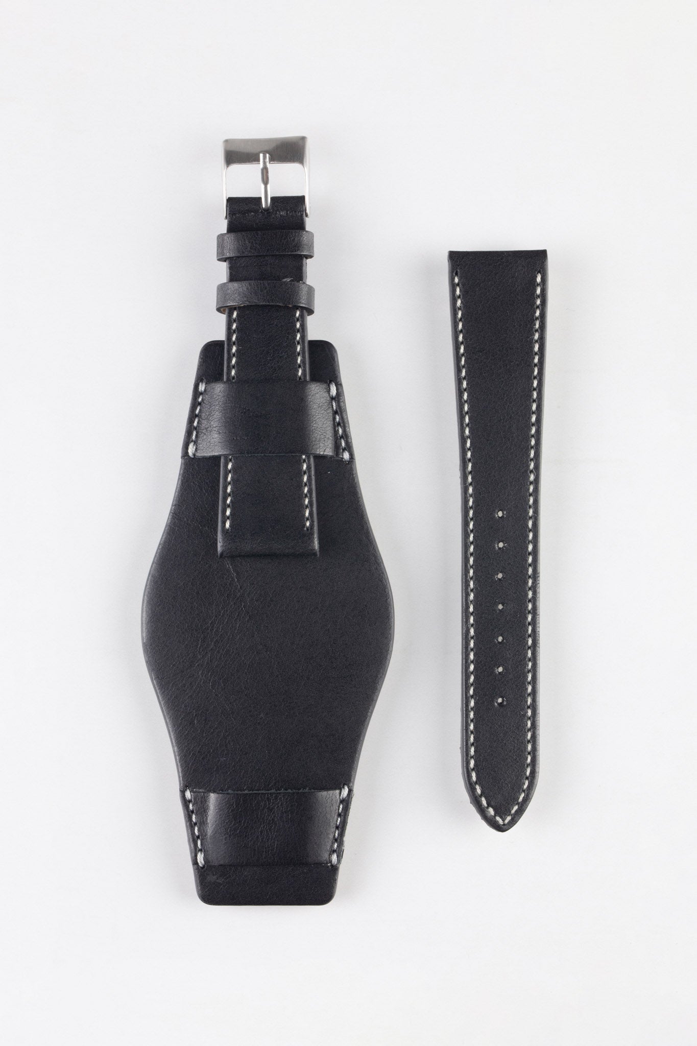 Pebro Vintage Leather BUND Watch Strap in BLACK | WatchObsession ...