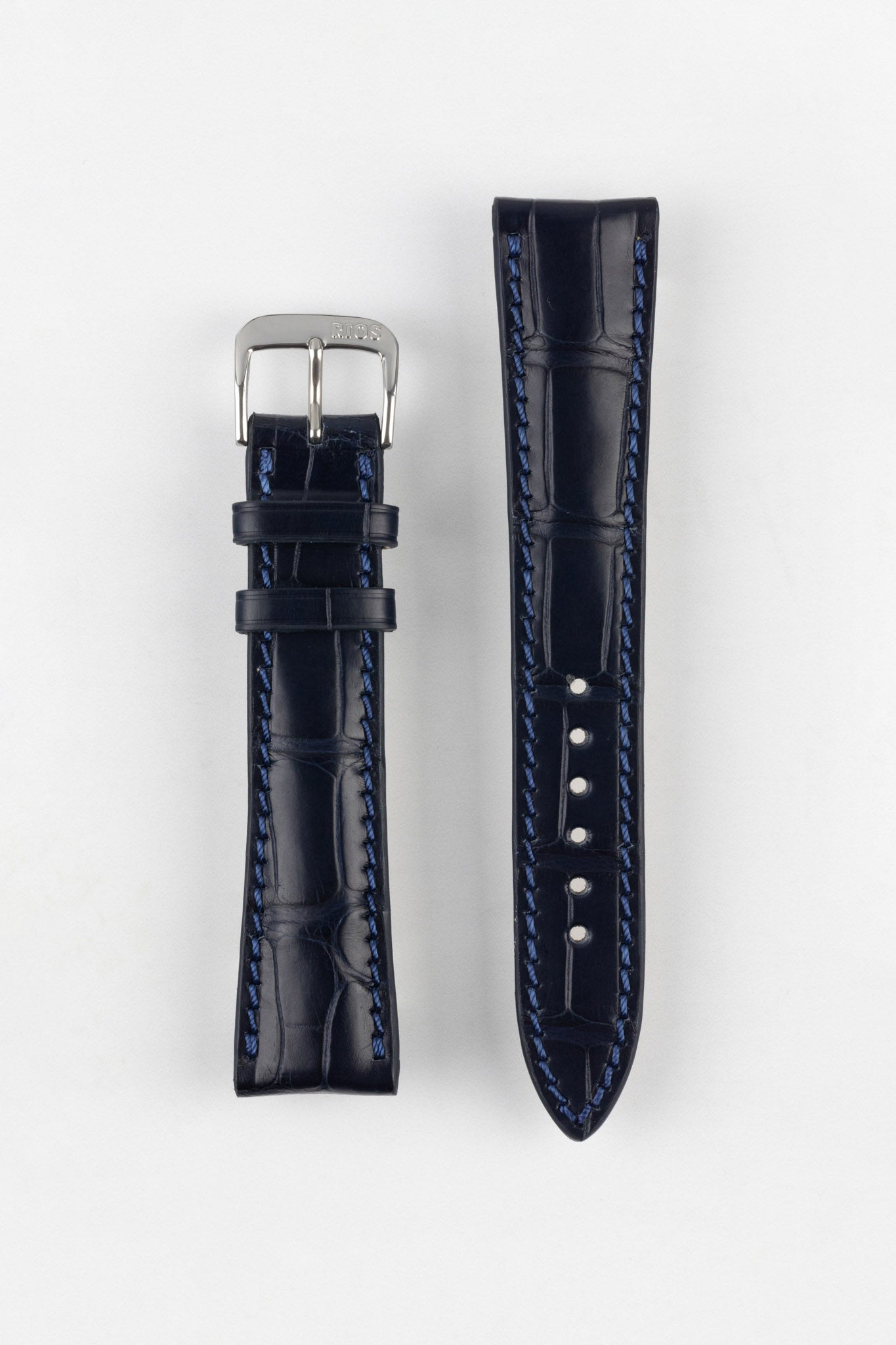 RIOS1931 PRESIDENT Genuine Alligator Padded Watch Strap in OCEAN BLUE ...