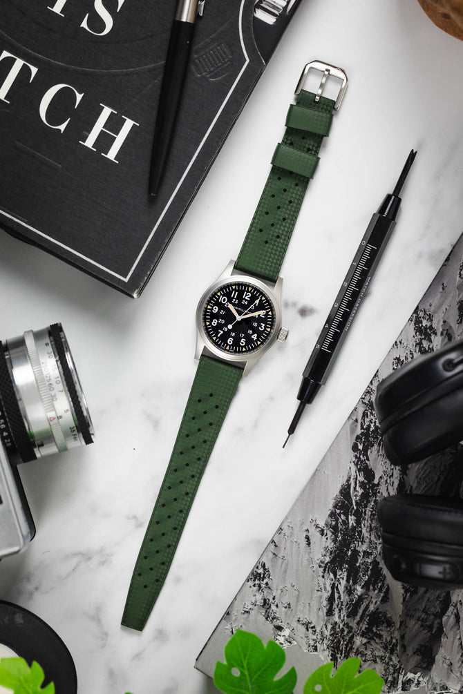 TROPIC Watch Strap | Texture Green Rubber Dive Strap – Watch Obsession