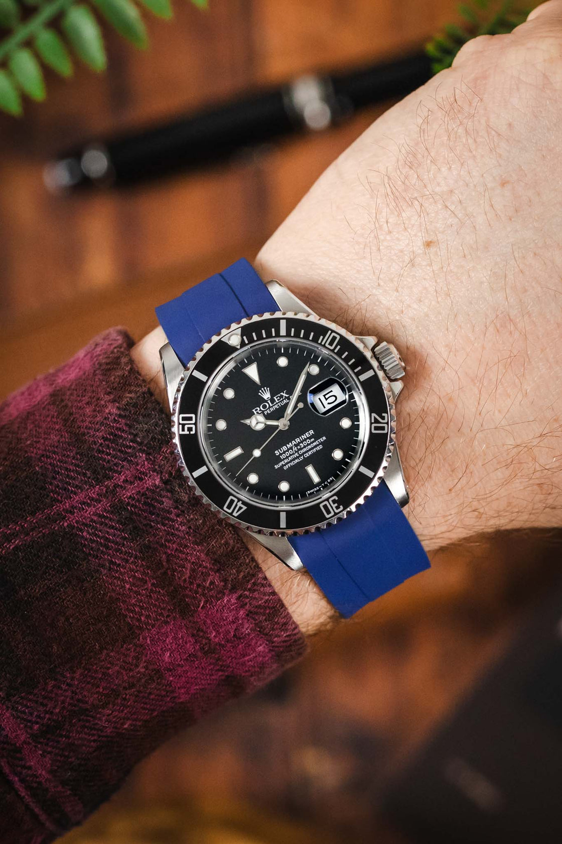 VANGUARD Integrated Curved Rubber Watch Strap - BLUE | WatchObsession ...