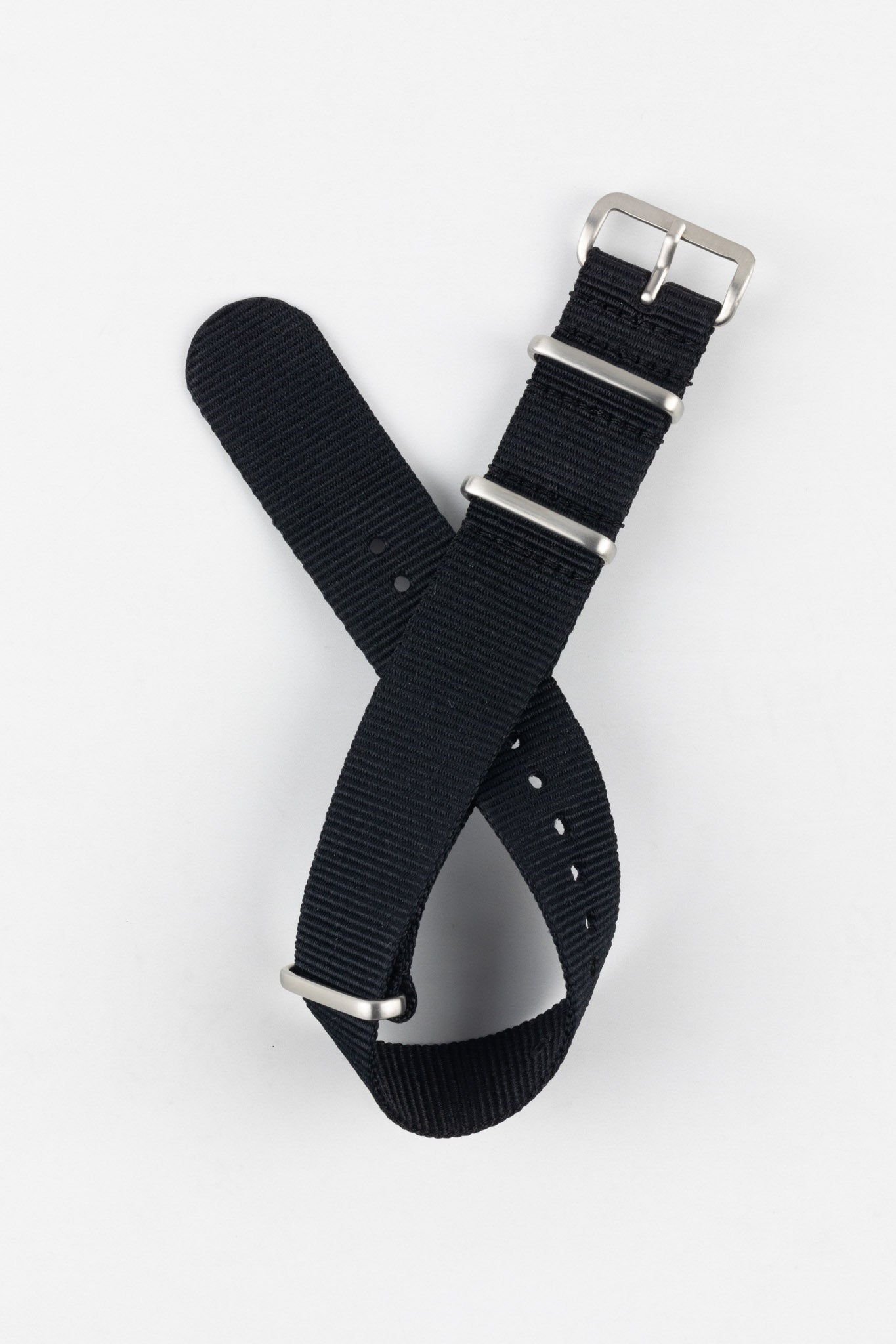 Nylon Watch Strap in BLACK with Brushed Buckle and Keepers – Watch ...