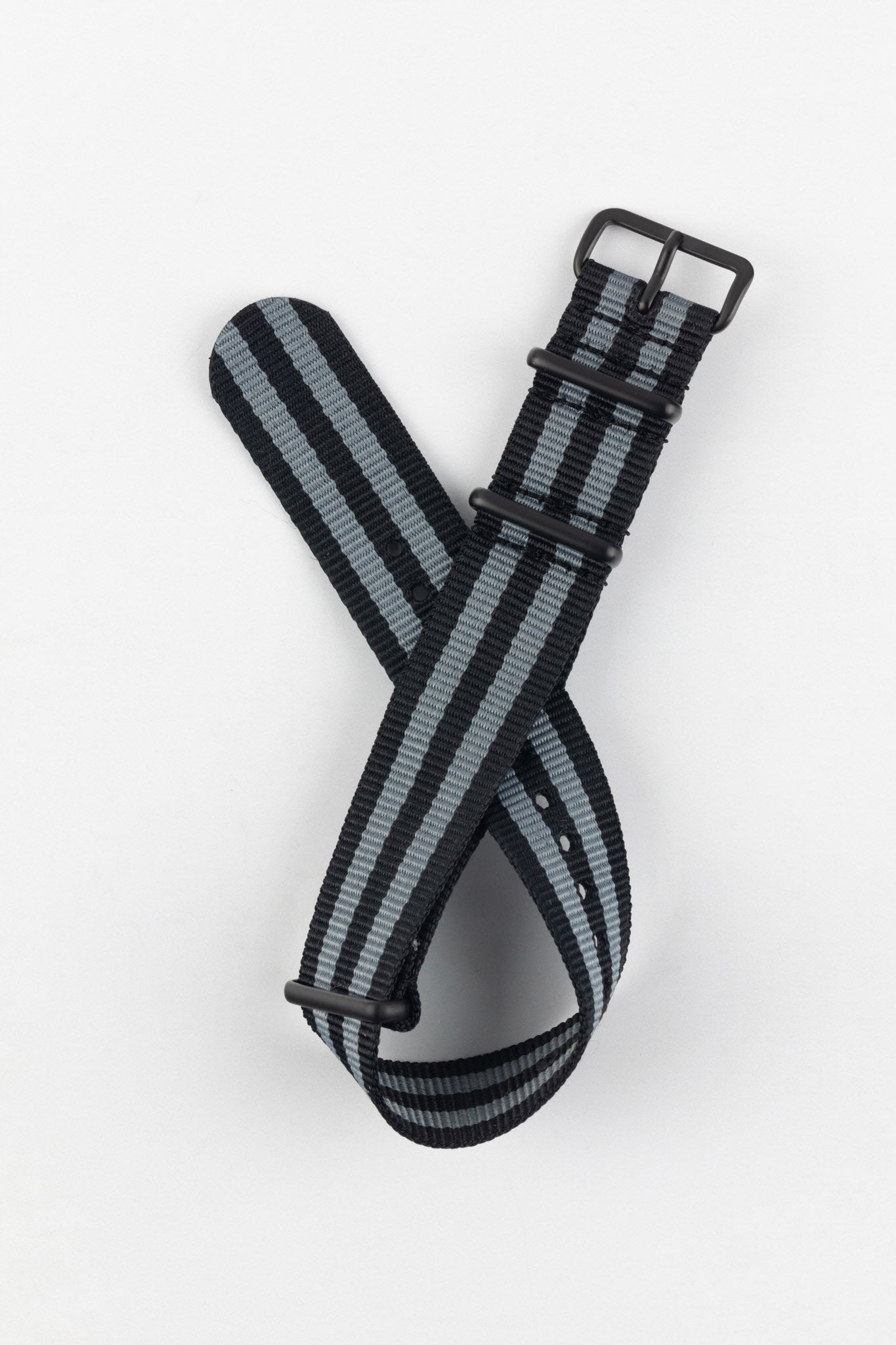 Nylon Watch Strap | Black / Grey Stripes | Watch Obsession