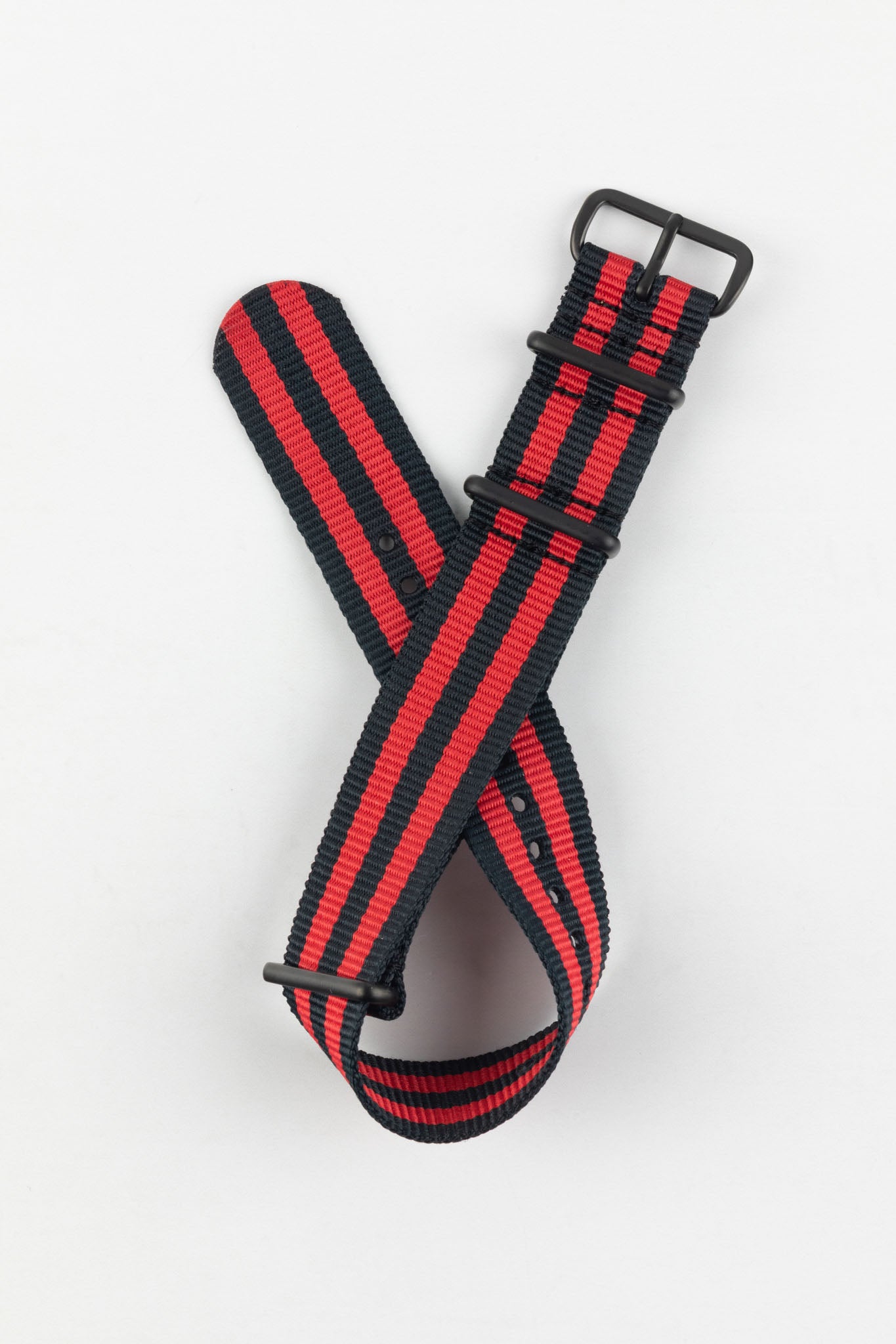 Nylon Watch Straps BLACK / RED Stripes PVD Buckle & Keeper – Watch ...