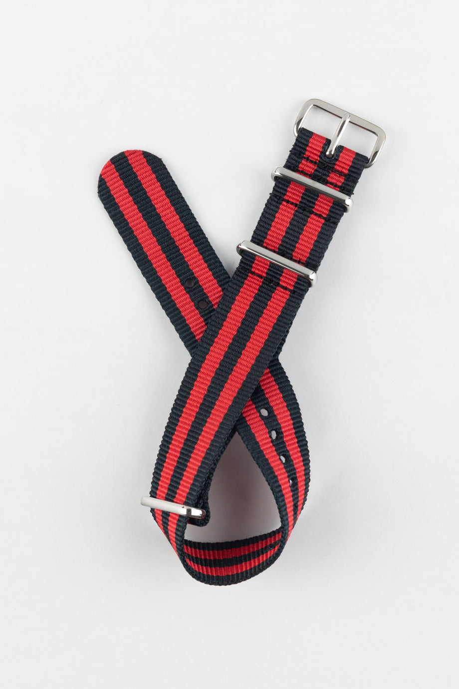 Nylon Watch Straps BLACK / RED Stripes Polished Buckle & Keeper – Watch ...