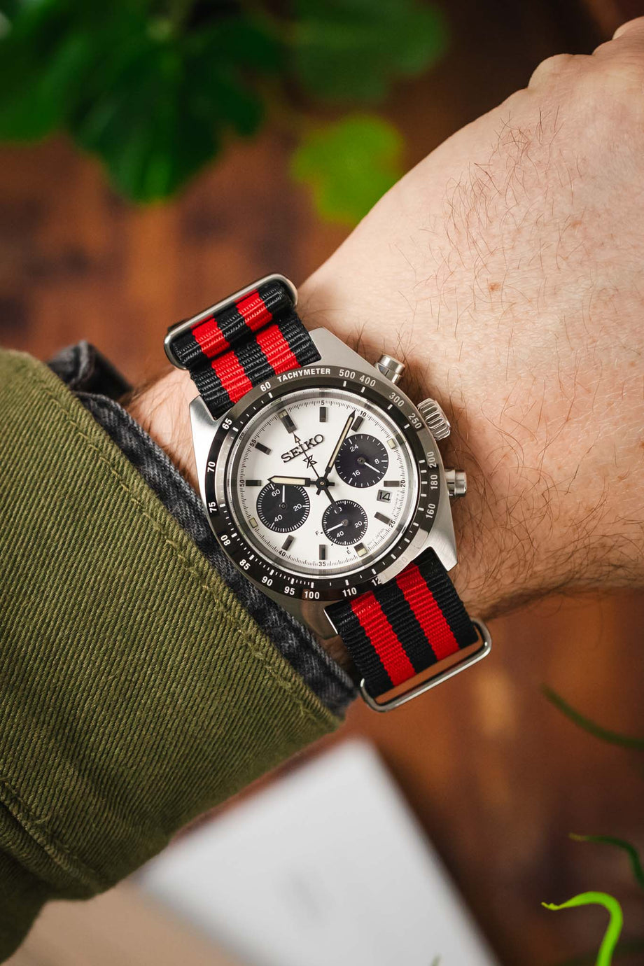 Nylon Watch Straps BLACK / RED Stripes Polished Buckle & Keeper – Watch ...