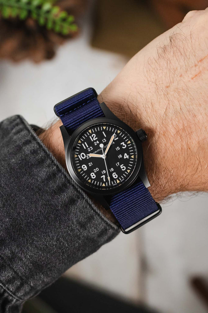 Nylon Watch Straps in BLUE with PVD Buckle and Keepers | WatchObsession ...