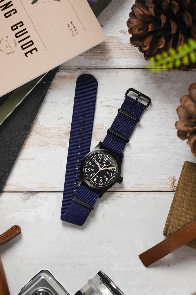 Nylon Watch Straps in BLUE with PVD Buckle and Keepers | WatchObsession ...