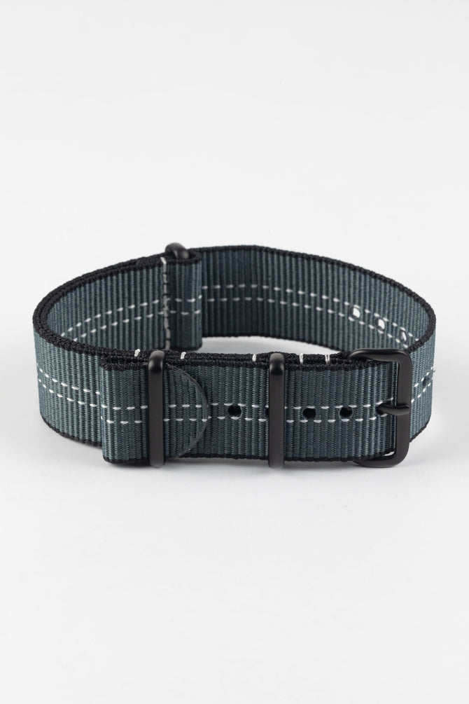 Nylon Centre-Stitch Strap in GREY with White Stitch and PVD Buckle ...
