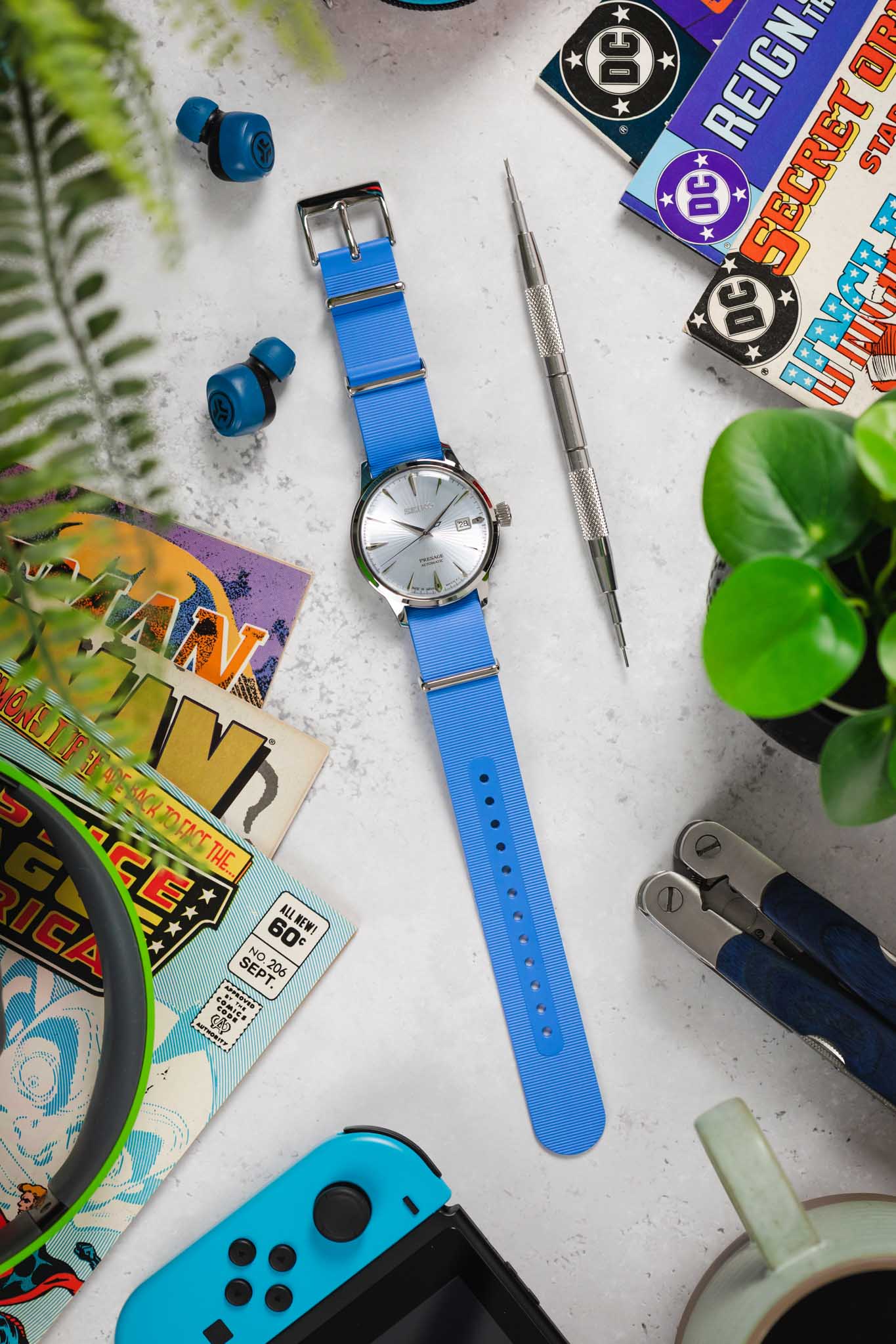 Bonetto Cinturini One-Piece | Blue Rubber | Watch Obsession UK