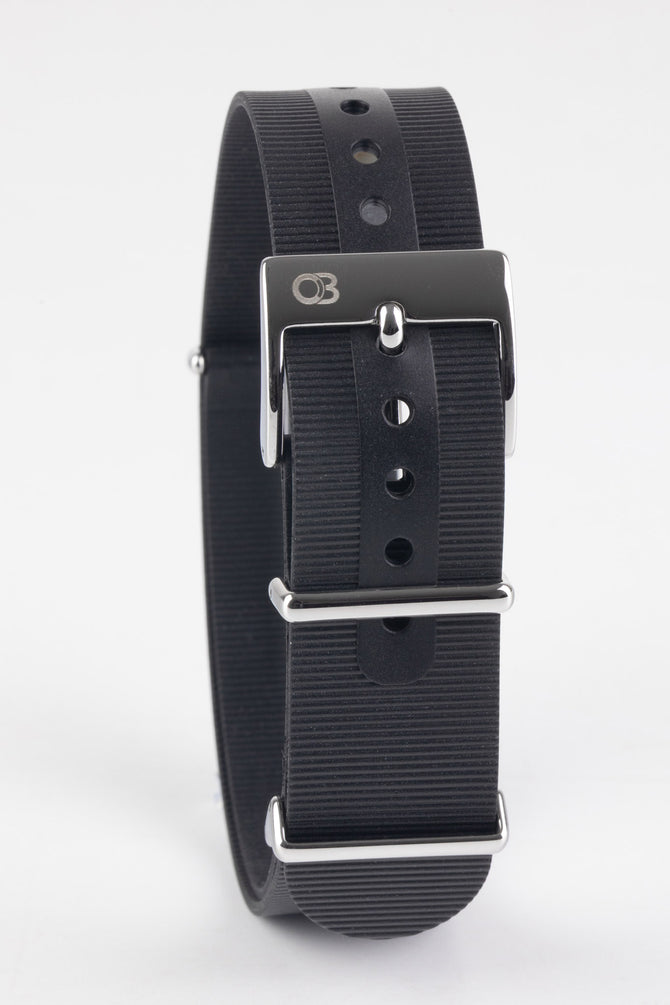 Bonetto Cinturini 328 Rubber One-Piece Watch Strap in BLACK – Watch ...