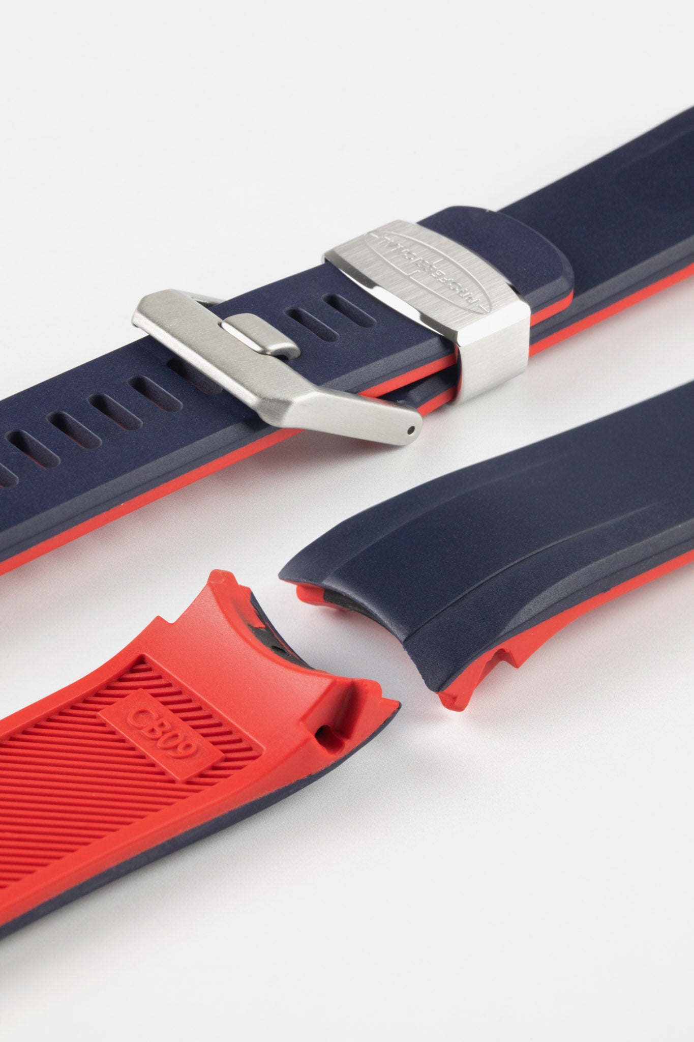 CRAFTER BLUE Rubber Watch Strap for Seiko "New" Samurai – Navy & Red