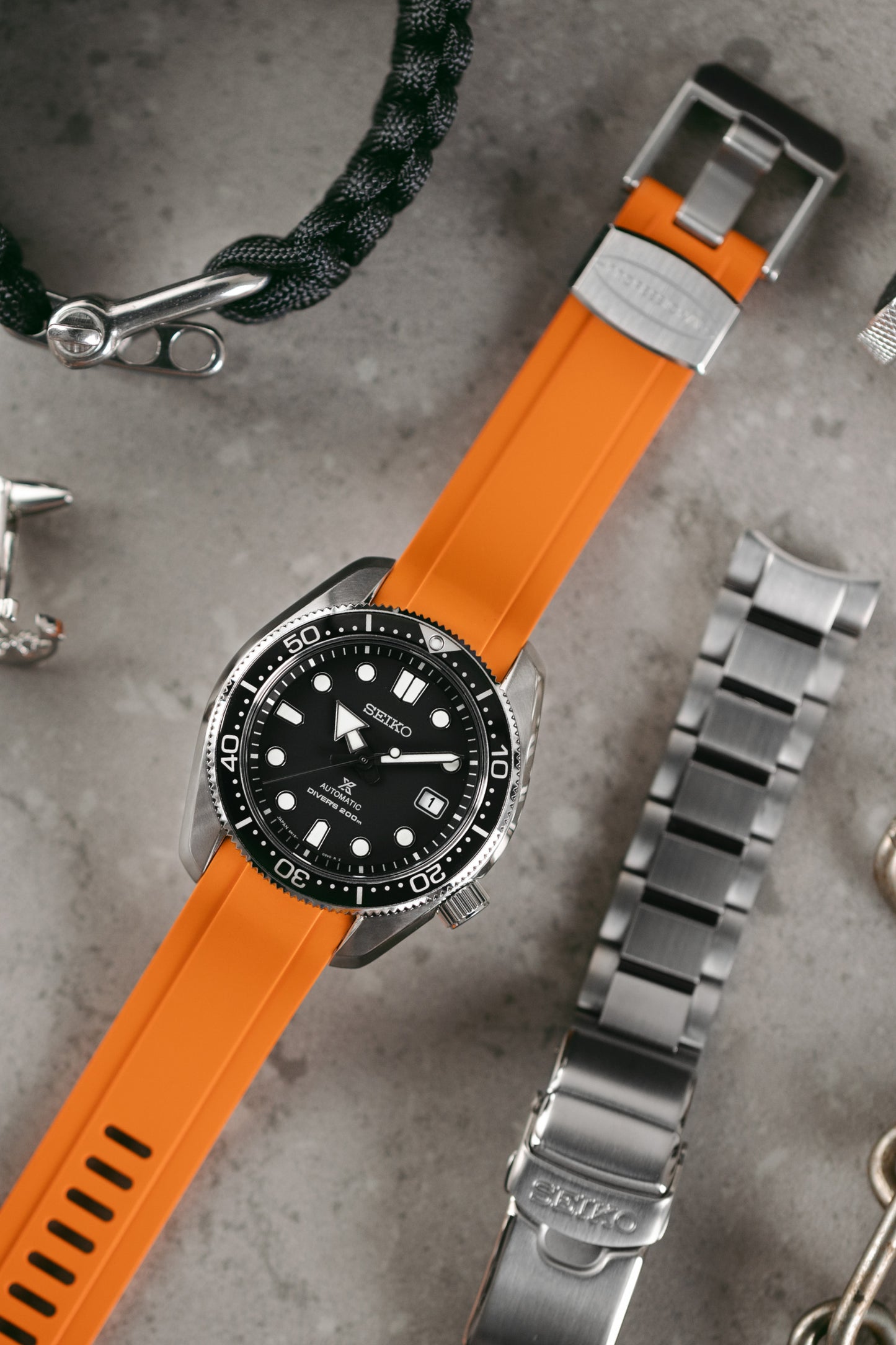 CRAFTER BLUE Curved End Rubber Strap for Seiko Mini Turtle – ORANGE