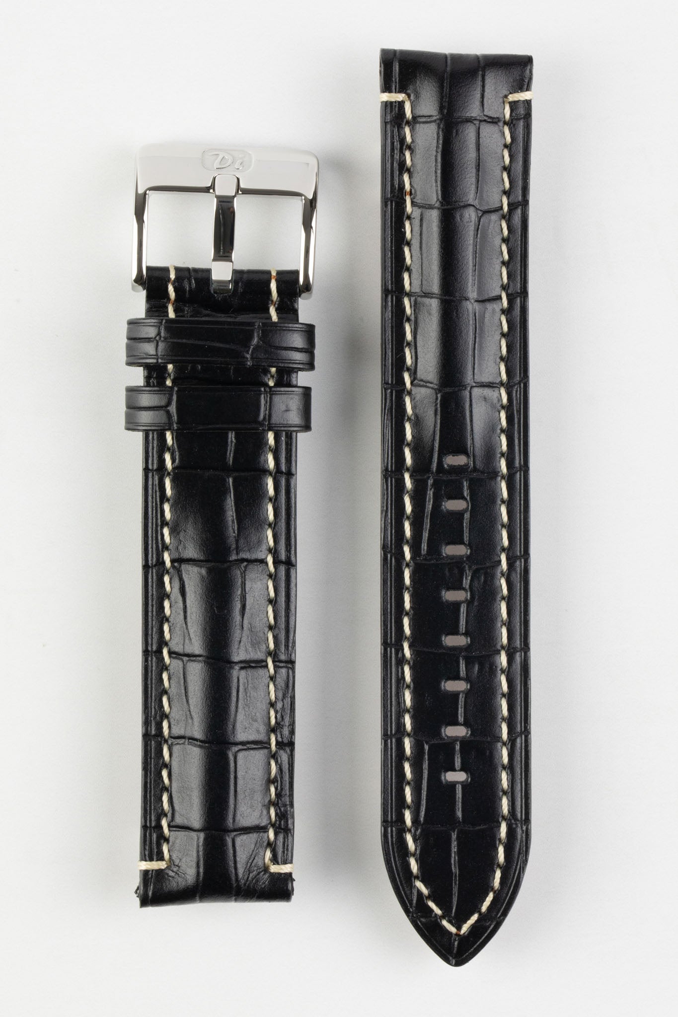 Di-Modell BALI CHRONO Alligator-Embossed Padded Watch Strap in BLACK