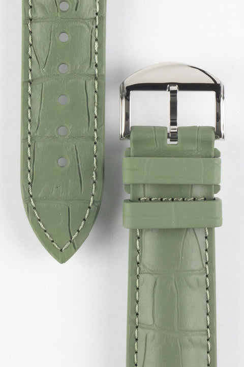ISOSWISS SKINSKAN Alligator-Embossed Rubber Watch Strap in KHAKI GREEN ...