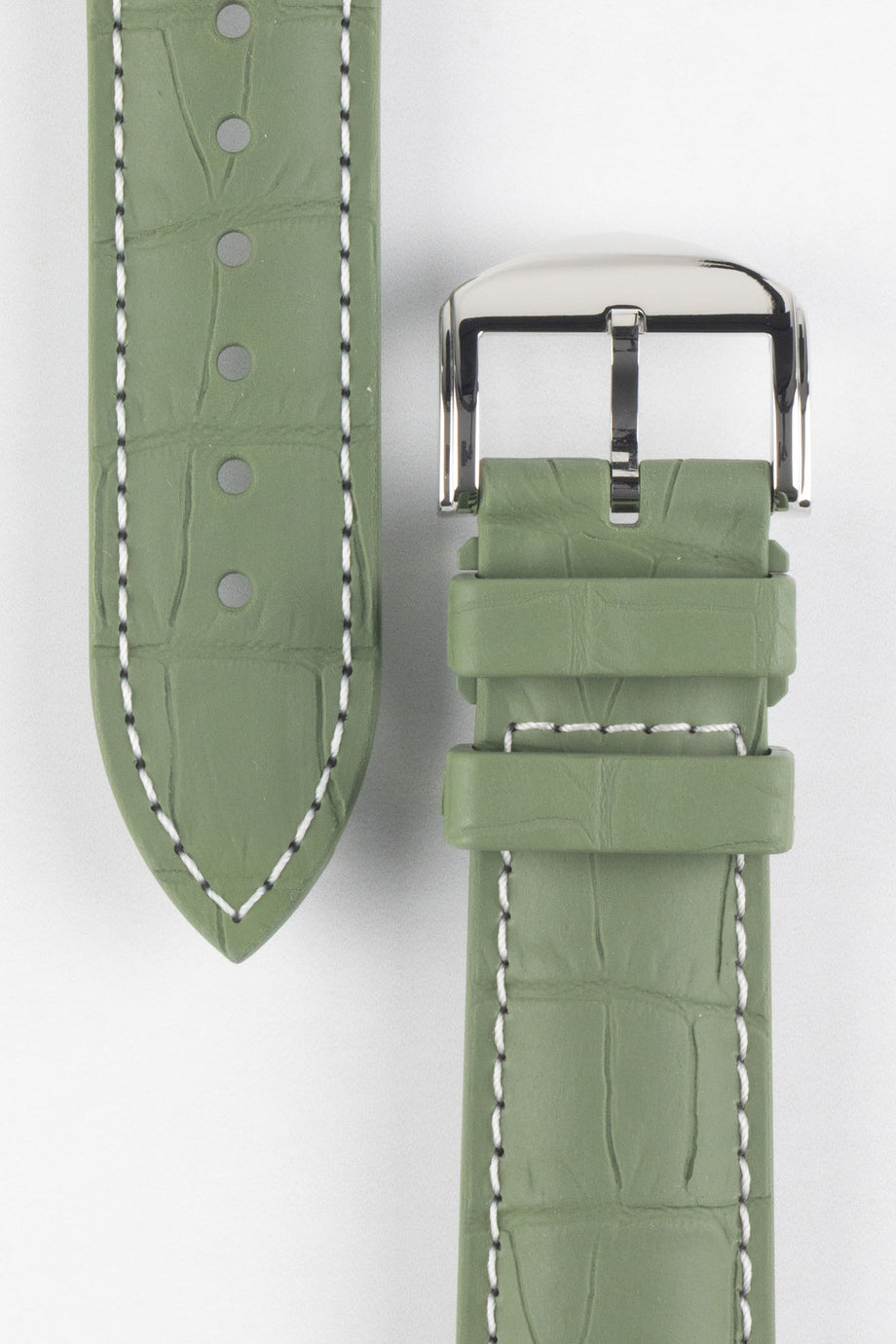 Alligator-Embossed Rubber Khaki Green Watch Strap | WO – Watch Obsession