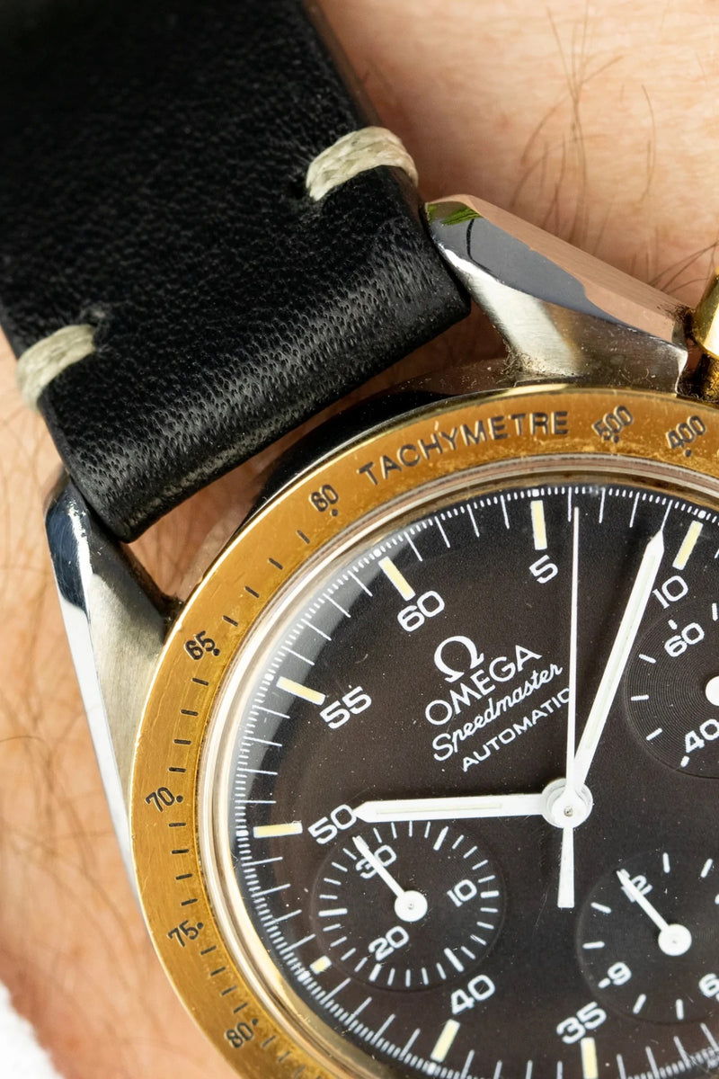 RIOS1931 INZELL Retro Organic Leather Watch Strap in BLACK