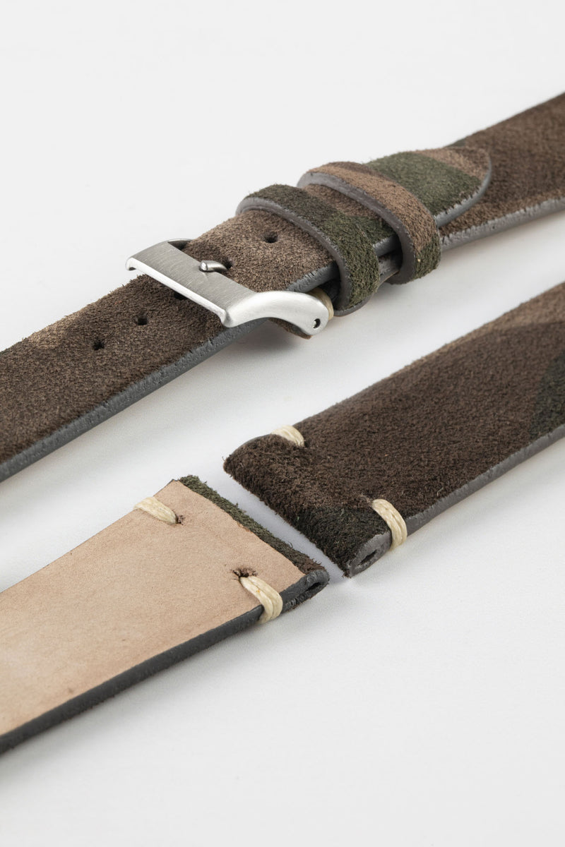 JPM Italian Vintage Suede Leather Watch Strap in BROWN CAMOUFLAGE ...