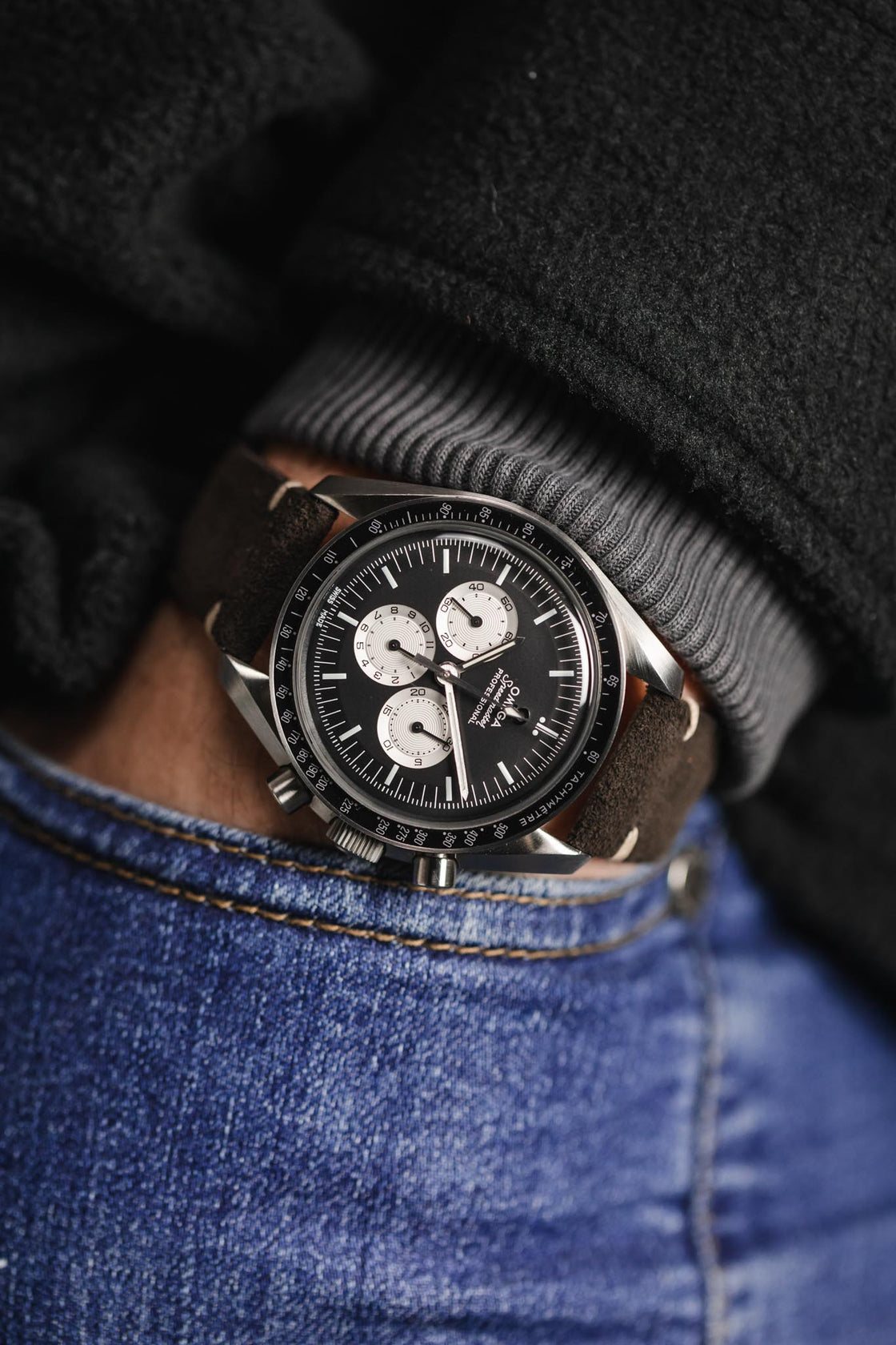 JPM Italian Vintage Suede Leather Watch Strap in CHARCOAL – Watch Obsession