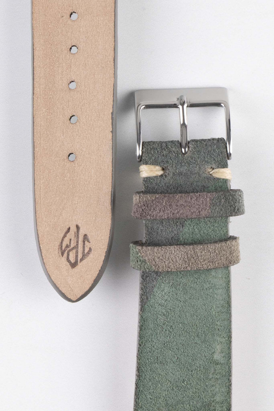 JPM Italian Vintage Suede Leather Watch Strap in GREEN CAMOUFLAGE ...