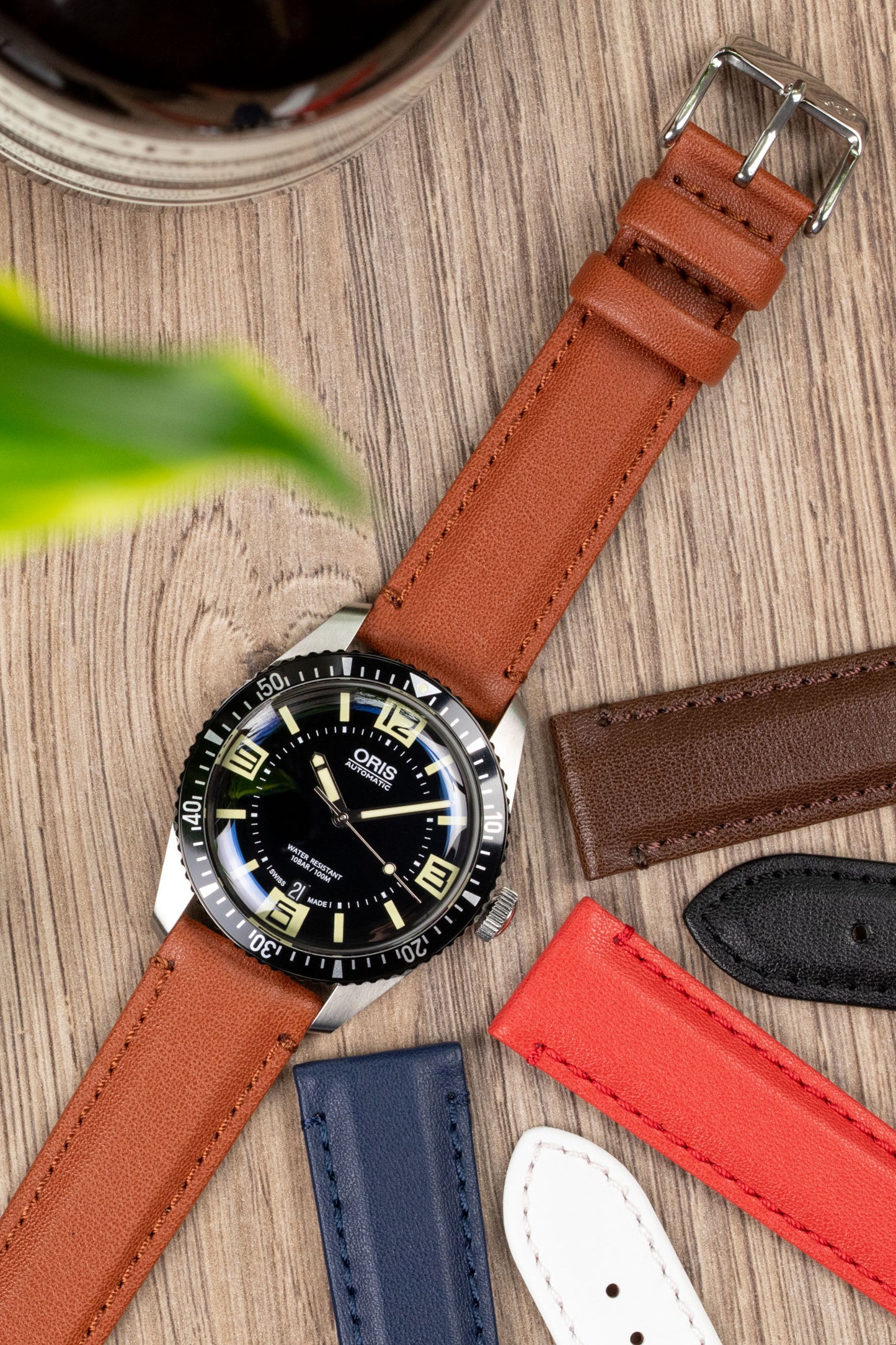 Morellato ROWING Water-Resistant Leather Watch Strap in GOLD BROWN