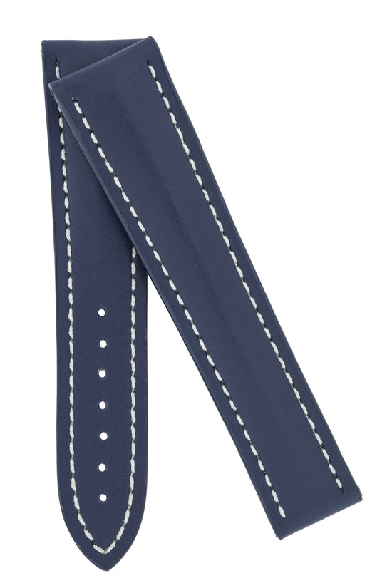 Omega-Style Calf Deployment Watch Strap in BLUE | WatchObsession