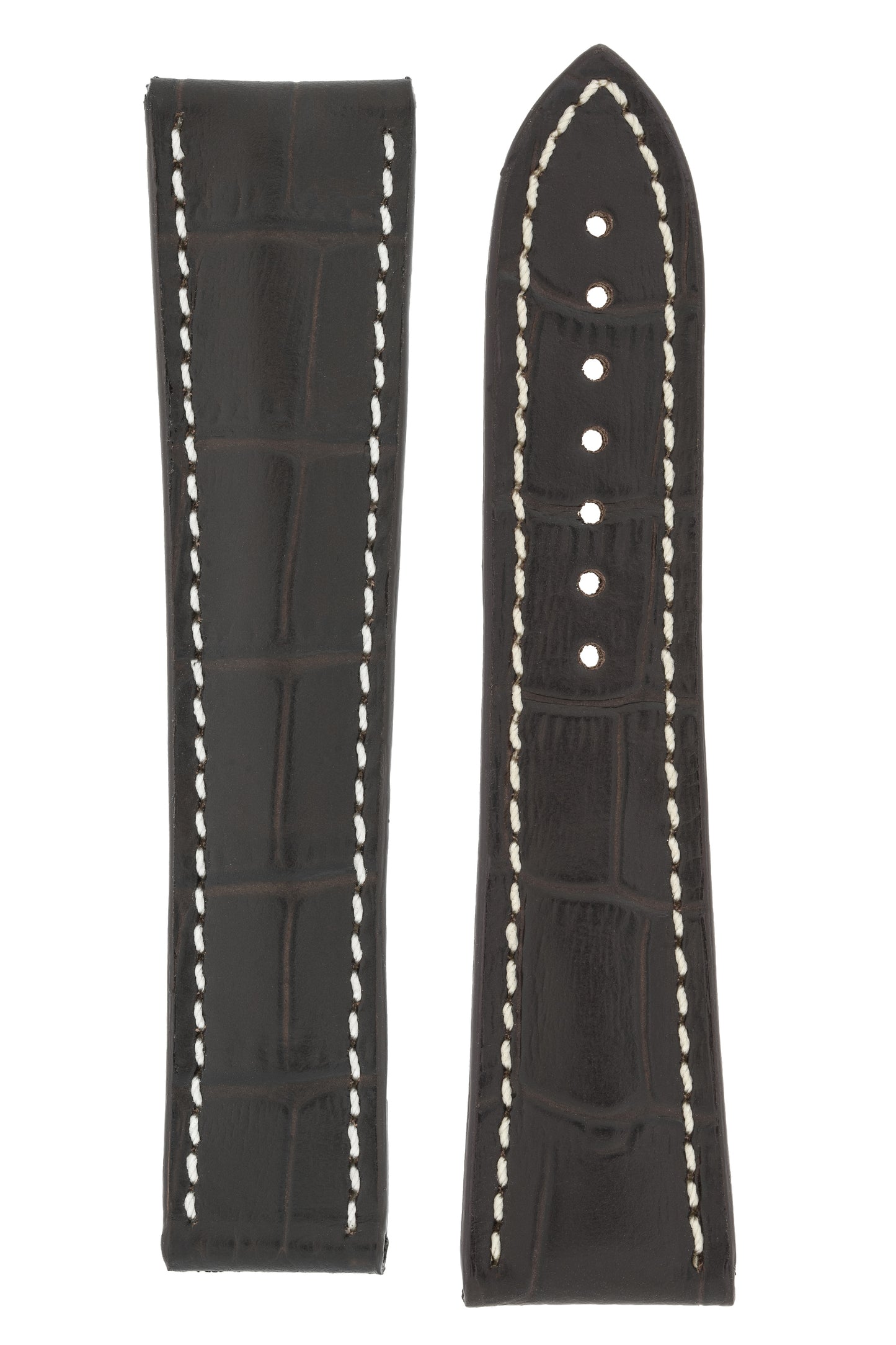 Omega-Style Alligator Deployment Watch Strap in BROWN | WatchObsession