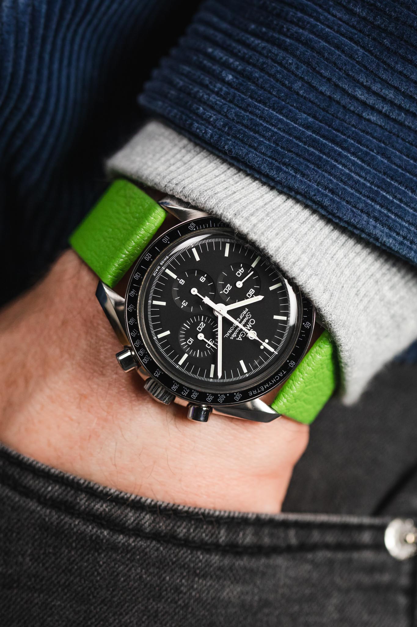 Pebro BILLY Genuine Goatskin Leather Watch Strap in APPLE GREEN