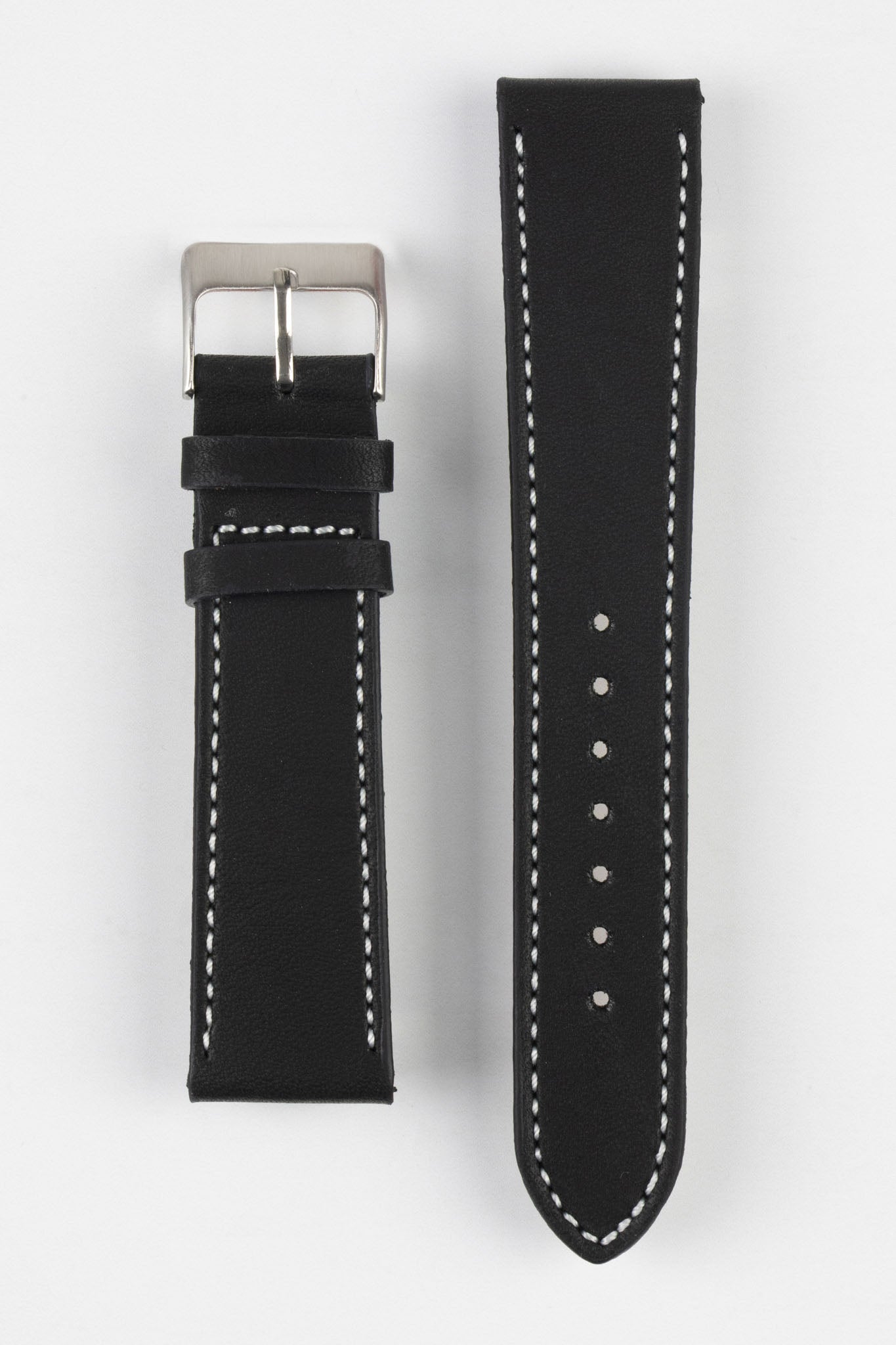 Pebro CLASSIC Unpadded Calfskin Leather Watch Strap in BLACK – Watch ...