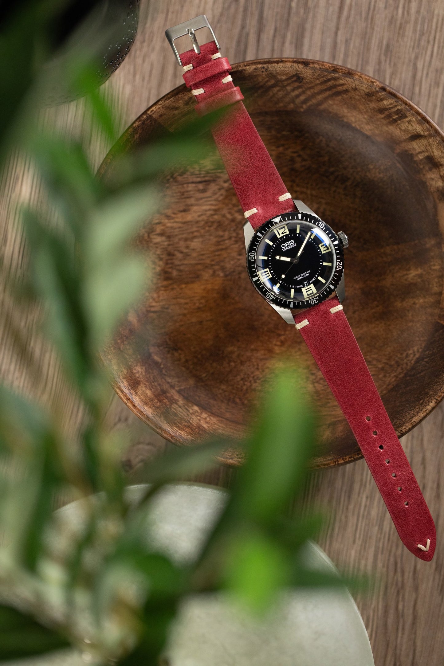 Pebro LEGACY Vintage Calfskin Leather Watch Strap in RED