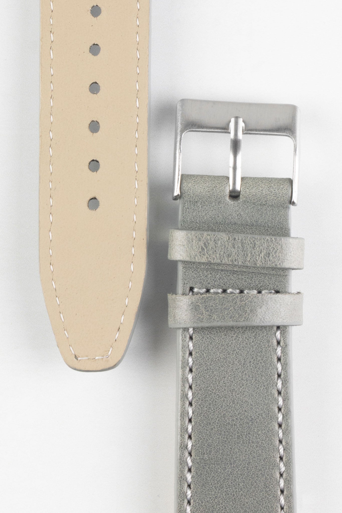 Pebro RUSTIC Vintage Calfskin Leather Watch Strap in PEBBLE GREY