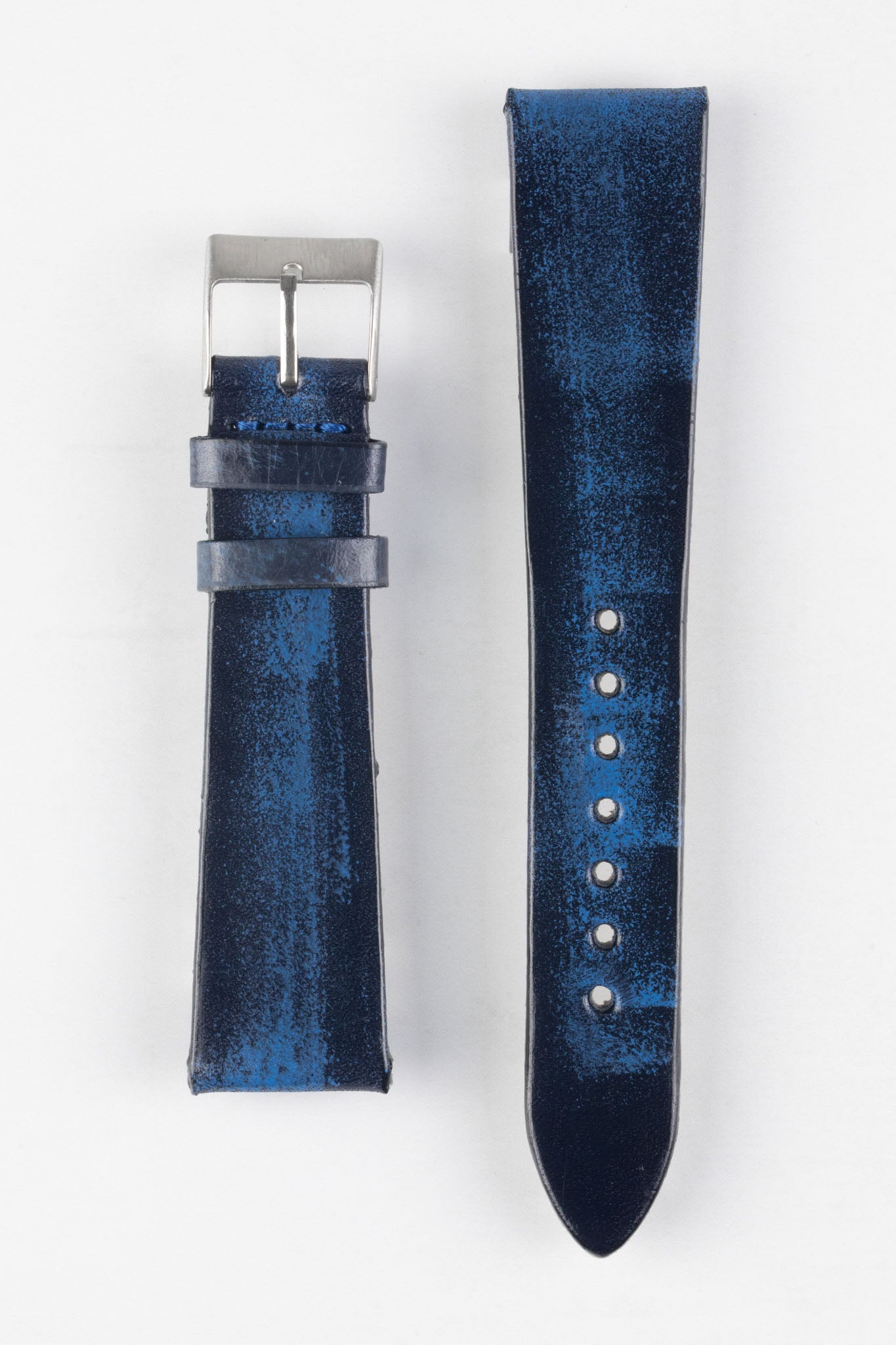 Pebro VENEER Lacquered Vintage Leather Watch Strap in BLUE
